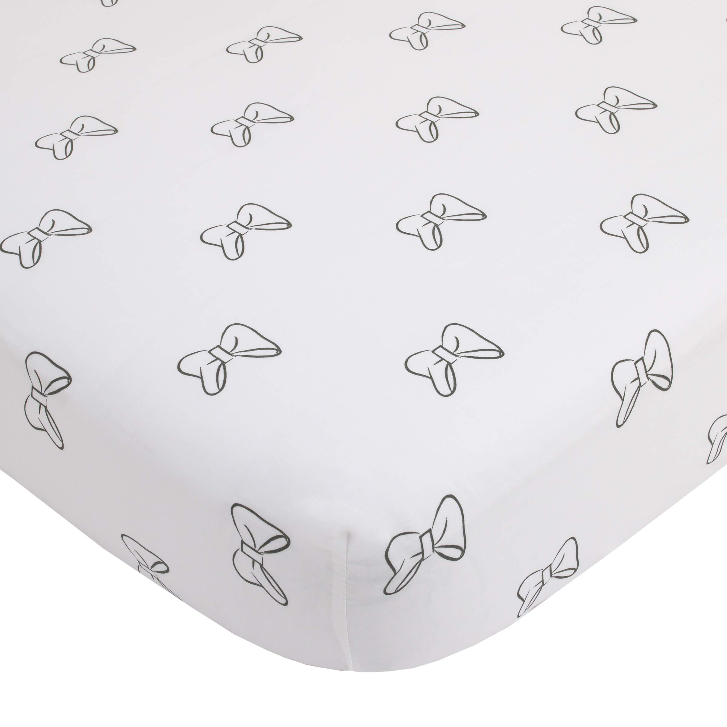 Disney Minnie Mouse 6 Piece Nursery Crib Bedding Set, Comforter, Two 100% Cotton Fitted Crib Sheets, Dust Ruffle, Baby Blanket, Changing Pad Cover, Pink, Grey & White