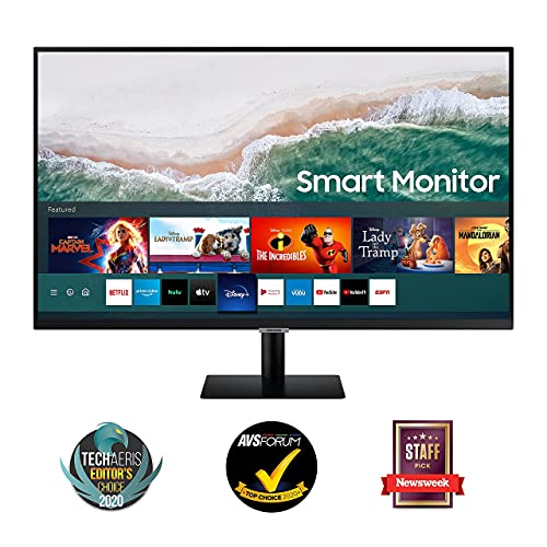 SAMSUNG 32-inch M7 Smart Monitor with Mobile Connectivity, 4K UHD, Remote Access, Office 365 (LS32AM702UNXZA) (Renewed), Black