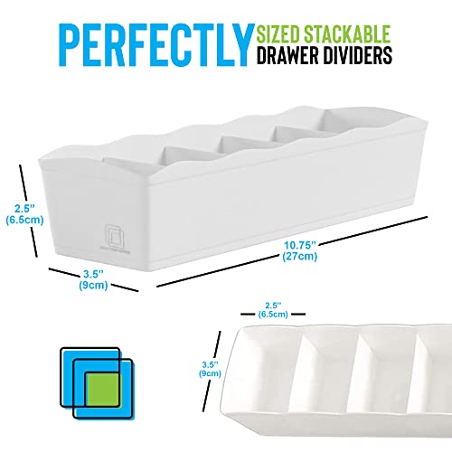 Uncluttered Designs Drawer Dividers (Set of 5) β Modern Organization for Your Ties, Socks, Underwear & Bathroom Storage in Sturdy Plastic - Washable & Sleek (Black)