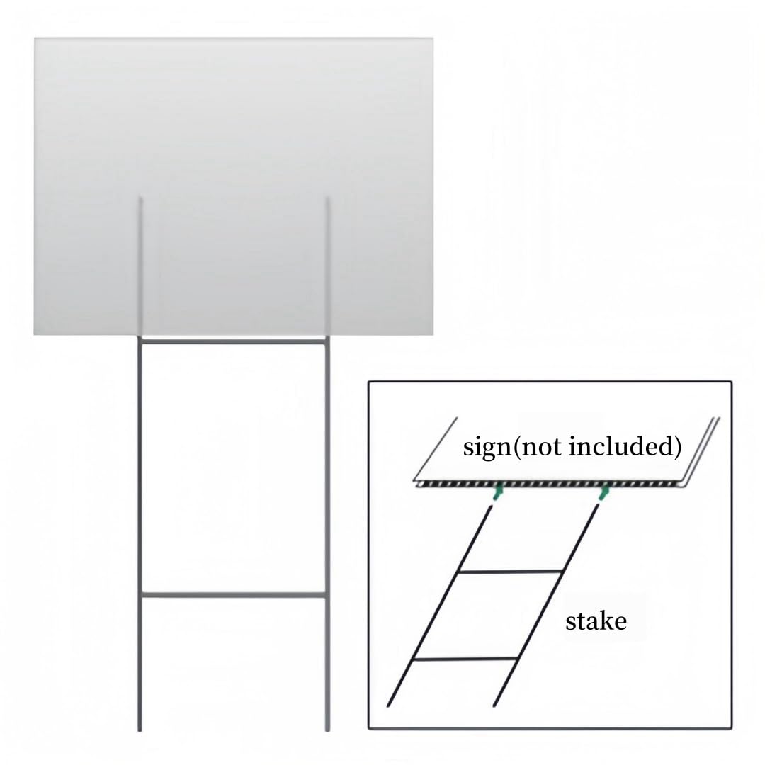 25 Pack Heavy Duty Metal H-Stakes H Frame Wire Stakes, 17'' x 7'' Yard Sign Stake for 4mm Corrugated Signs