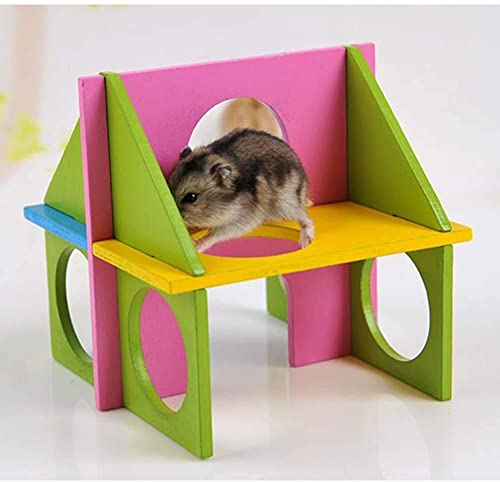 Litewoo Hamster Wooden Tunnel Toy Exercise House Funny Seesaw Hideaway Grinding Teeth for Small Pets Chinchilla Gerbil Rat Mouse Guinea Pig Intelligence Toy