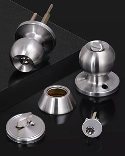 All Keyed Same Entry Door Knob and Single Cylinder Deadbolt Combo Set, Satin Nickel Exterior Door Knobs with Lock and Keys for Entrance and Front Door