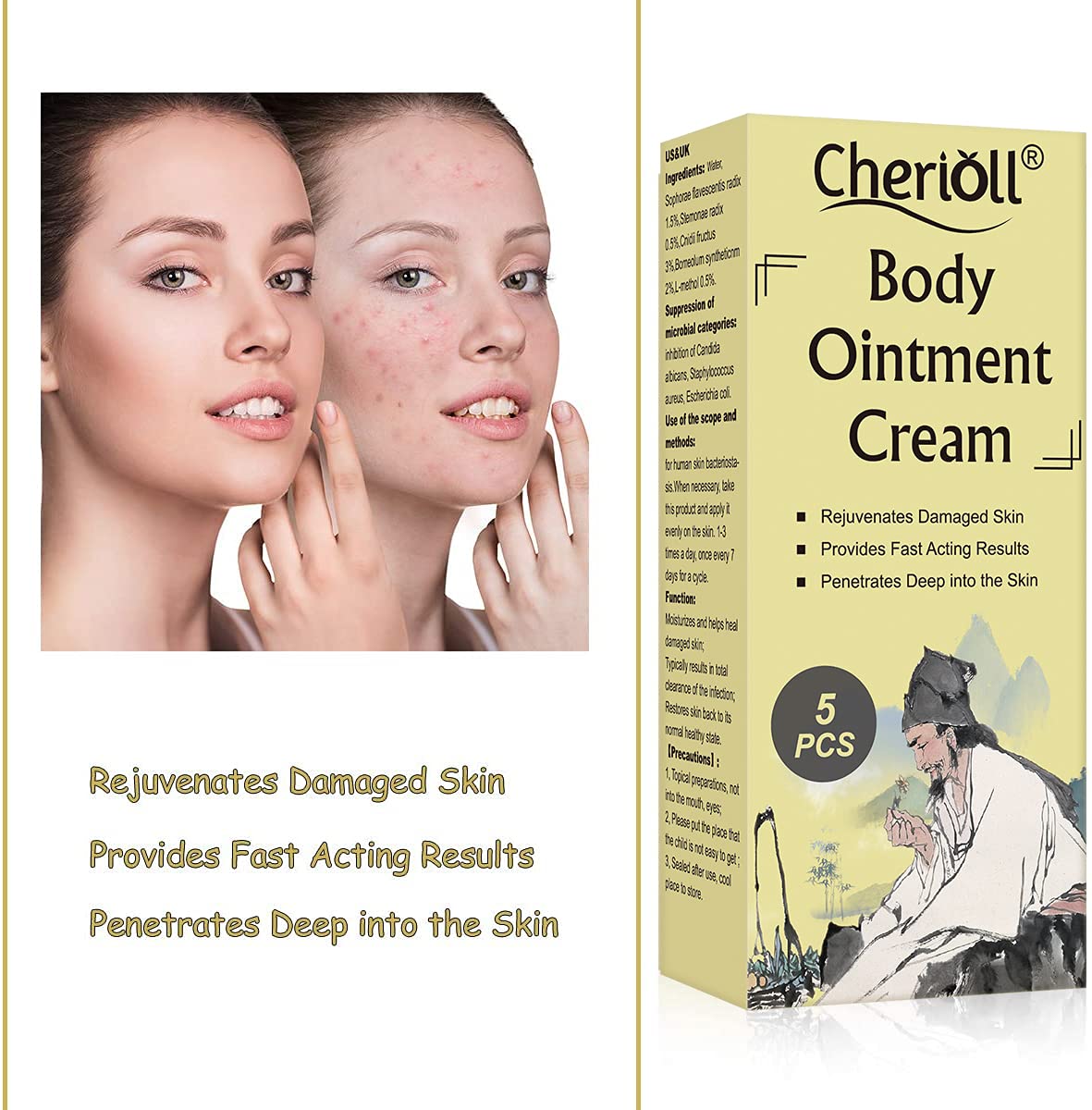 Face Cream, Moisturising Cream, Body and Face Moisturizer for Dry Skin,5pcs
