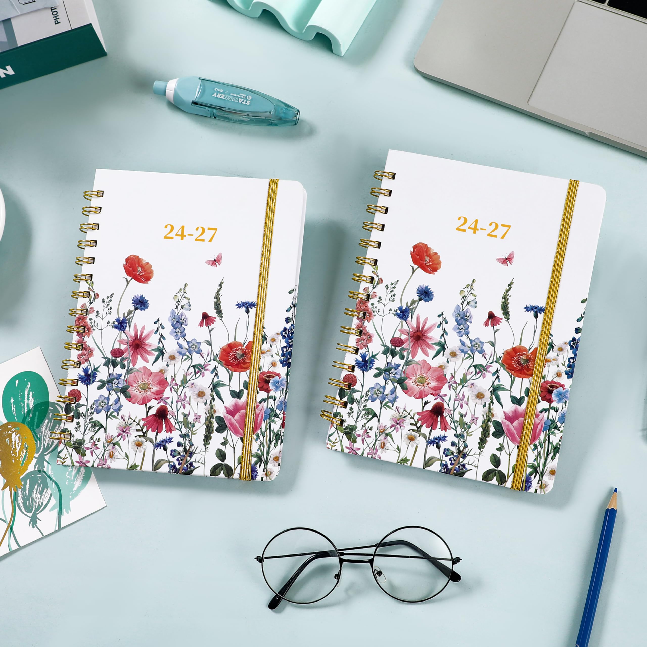 2024-2027 Monthly Planner - 3 Year Monthly Planner/Calendar 2024-2027, Jul. 2024 - Jun. 2027, 2024-2027 Monthly Planner, 6.3" x 8.4", 36 Monthly Calendar with Tabs + Back Pocket - Flowers