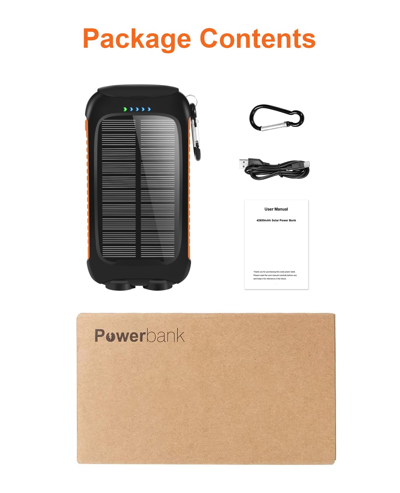 ๐ฎ๐ฌ๐ฎ4 ๐๐ฅ๐๐ง๐๐๐ Solar Power Bank, Solar Charger, 38800mAh Outdoor Portable Charger, External Battery Pack 5V/3.1A Fast Charger Type C Ports with LED Flashlights, Perfect for Travel Camping