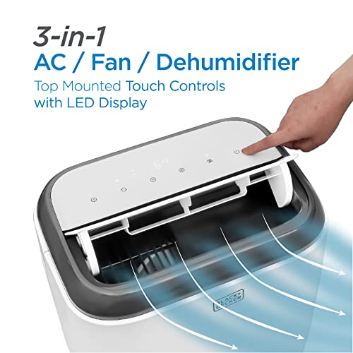 BLACK+DECKER 8,000 BTU Portable Air Conditioner with Remote Control, White