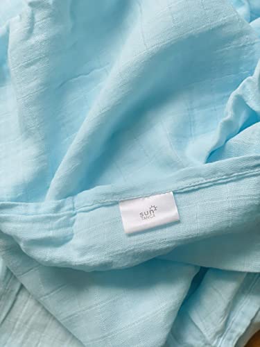 Baby Swaddle Blanket Unisex Muslin Wrap Soft Receiving Blanket for Boys and Girls Large 47 x 47 inches Light Blue