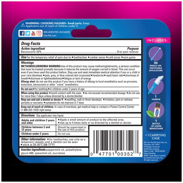 DenTek Instant Oral Pain Relief Maximum Strength Kit for Toothaches | 50-Count per pack | 2-Pack