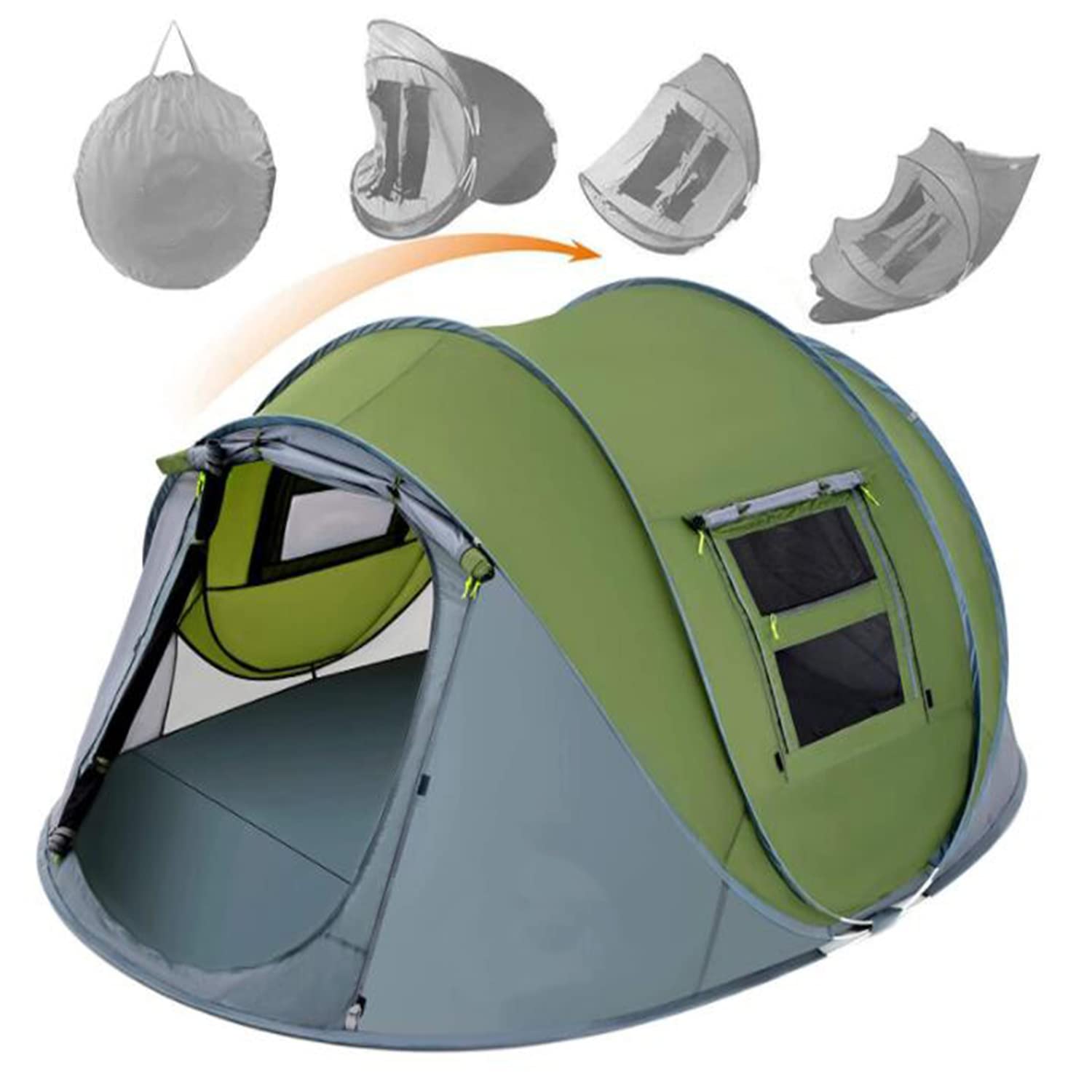 4 Person Easy Pop Up Tent Waterproof Automatic Setup 2 Doors-Instant Family Tents for Camping Hiking & Traveling