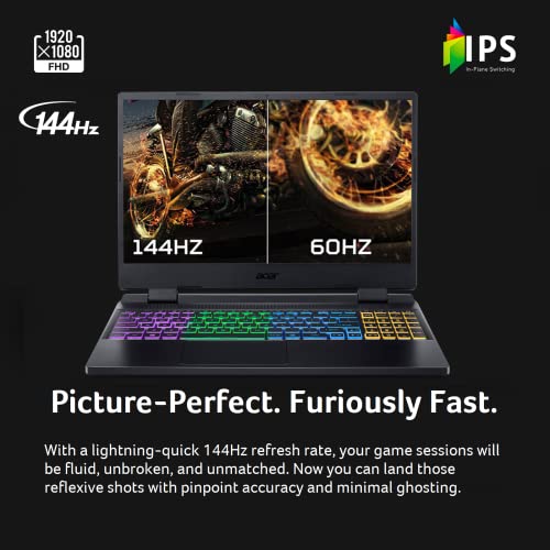 Acer Nitro 5 AN515-58-527S Gaming Laptop | Intel Core i5-12500H | NVIDIA GeForce RTX 3060 Laptop GPU | 15.6" FHD 144Hz IPS Display | 16GB DDR4 | 512GB PCIe Gen 4 SSD | Killer Wi-Fi 6 | RGB Keyboard