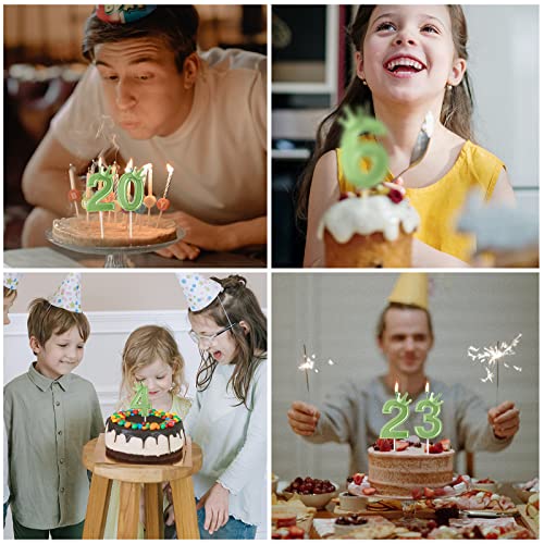 3inch Birthday Number Candle, 3D Candle Cake Topper with Crown Cake Numeral Candles Number Candles for Birthday Anniversary Parties (Green, 0)