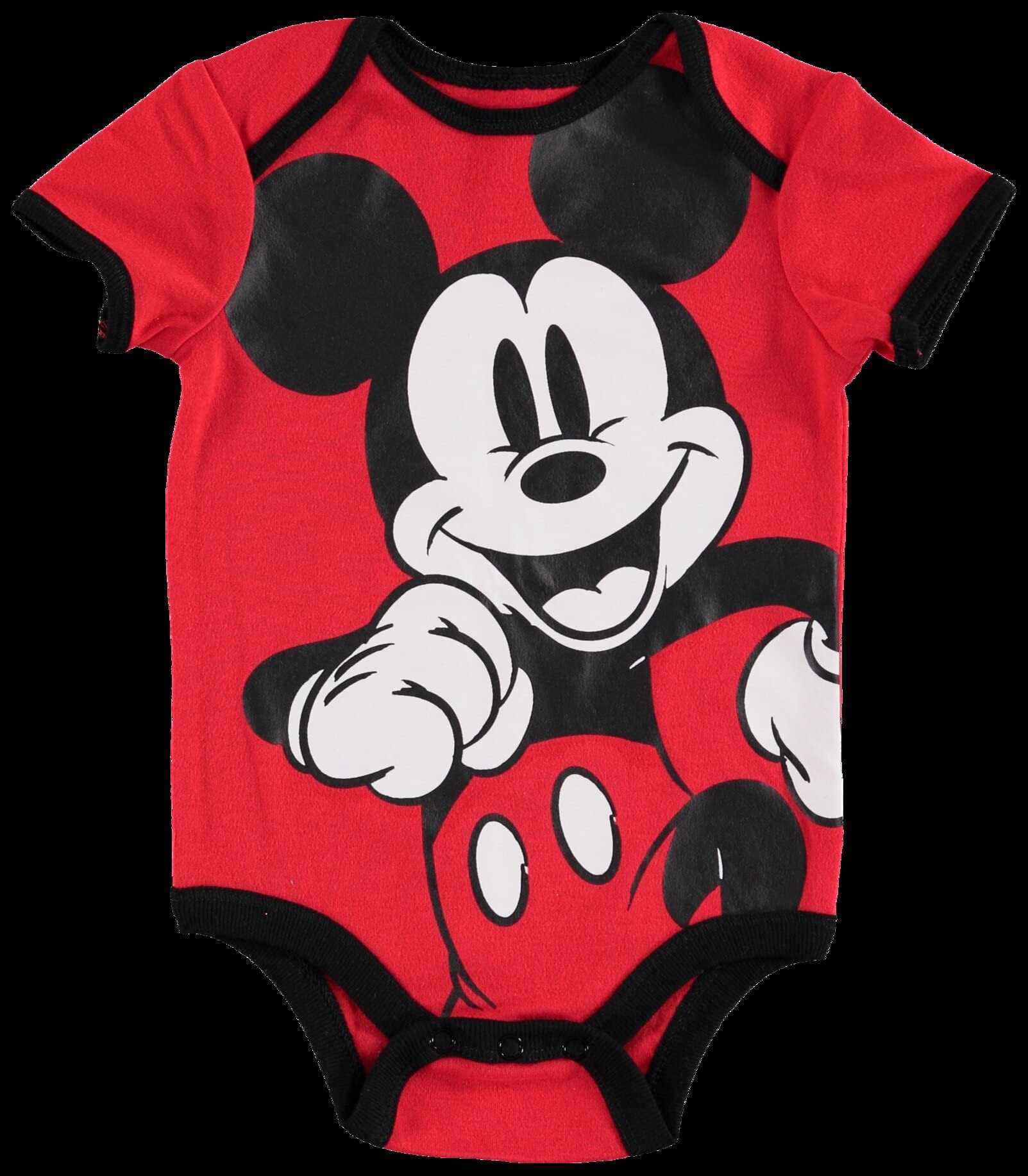 Disney Mickey Mouse Newborn Baby Boys 4 Piece Outfit Set: Bodysuit Pants Bib Hat Red/Black 3-6 Months
