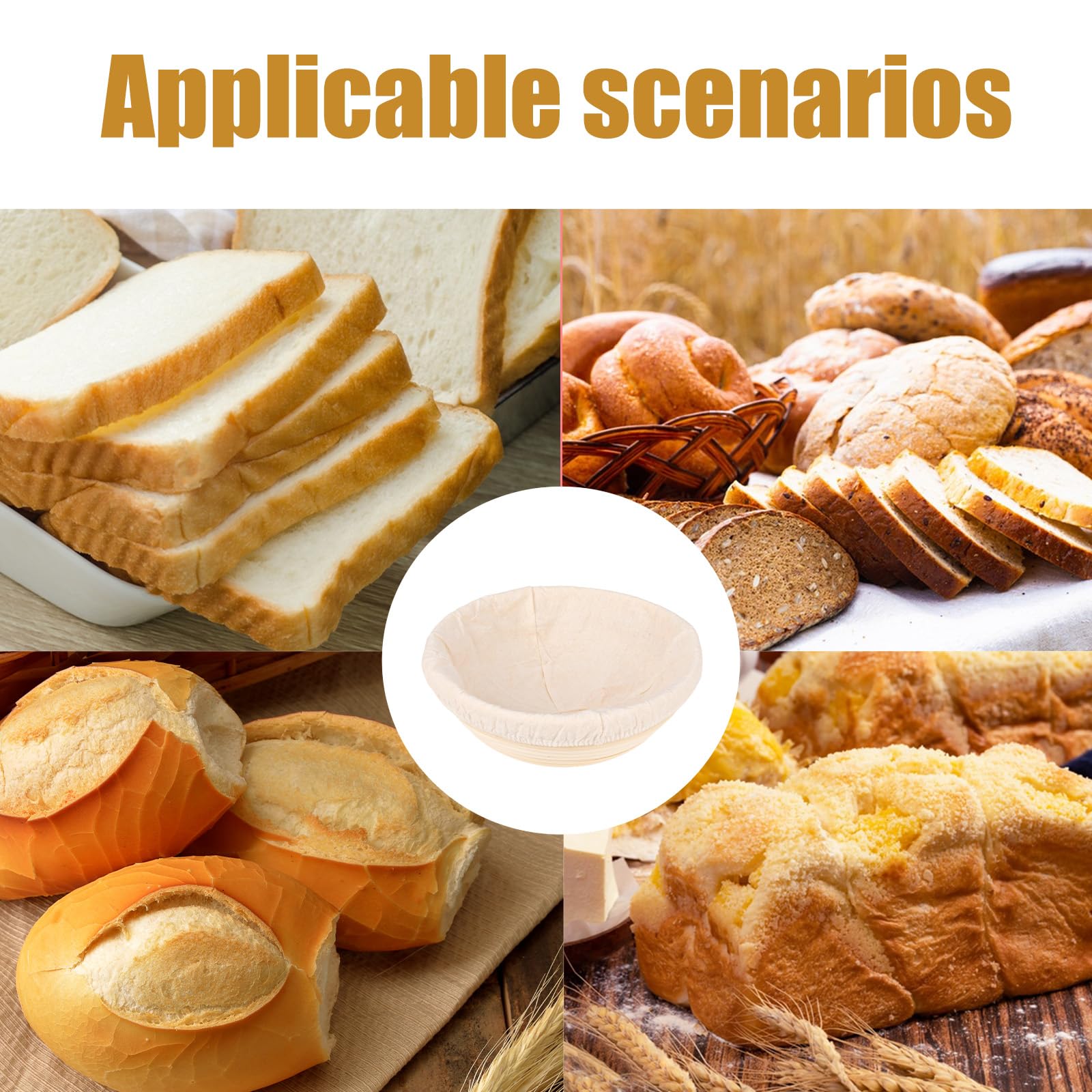 2 Pcs Bread Proofing Basket Cloth Liner Baking Dough Basket Cover Natural Rattan Banneton Proofing Cloth for Bakery Home Baking, about 10 inch