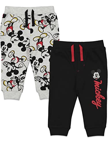 Disney Mickey Mouse Infant Baby Boys 2 Pack Drawstring Pants Black and Grey 18 Months
