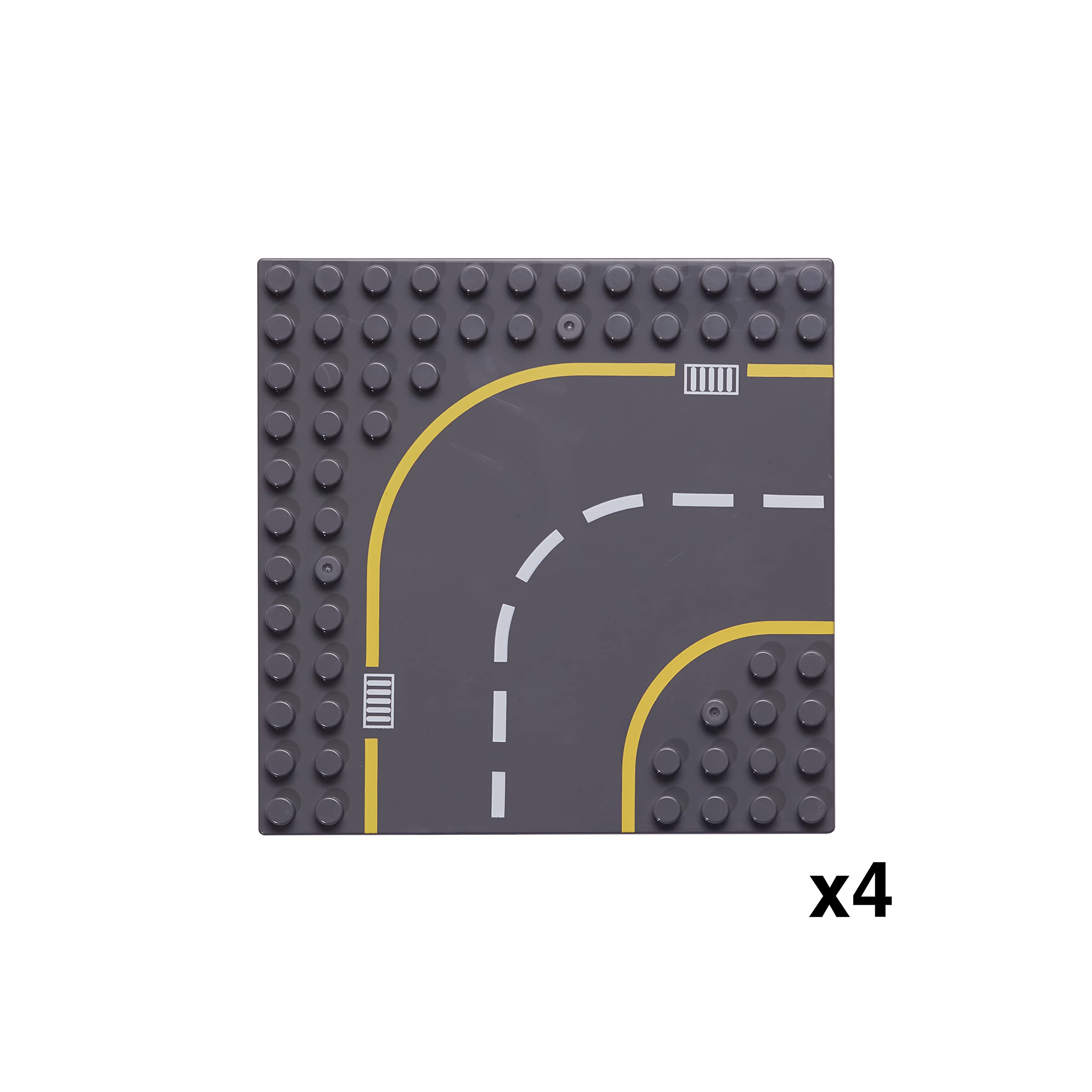 Apostrophe Games Large Building Blocks Road Base Plates Compatible with Large Building Blocks β 8Pcs Straight and Curved Road Construction Blocks β 7.5 x 7.5 Inch Street Baseplates, STEM Learning