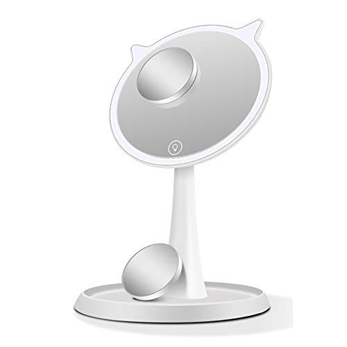 LIMEI-ZEN Makeup Mirror with Light, LED Lighted Vanity Mirror Mirrors Touch Screen Dimming Countertop Cosmetic Mirror USB with Lithium Battery Mirrors