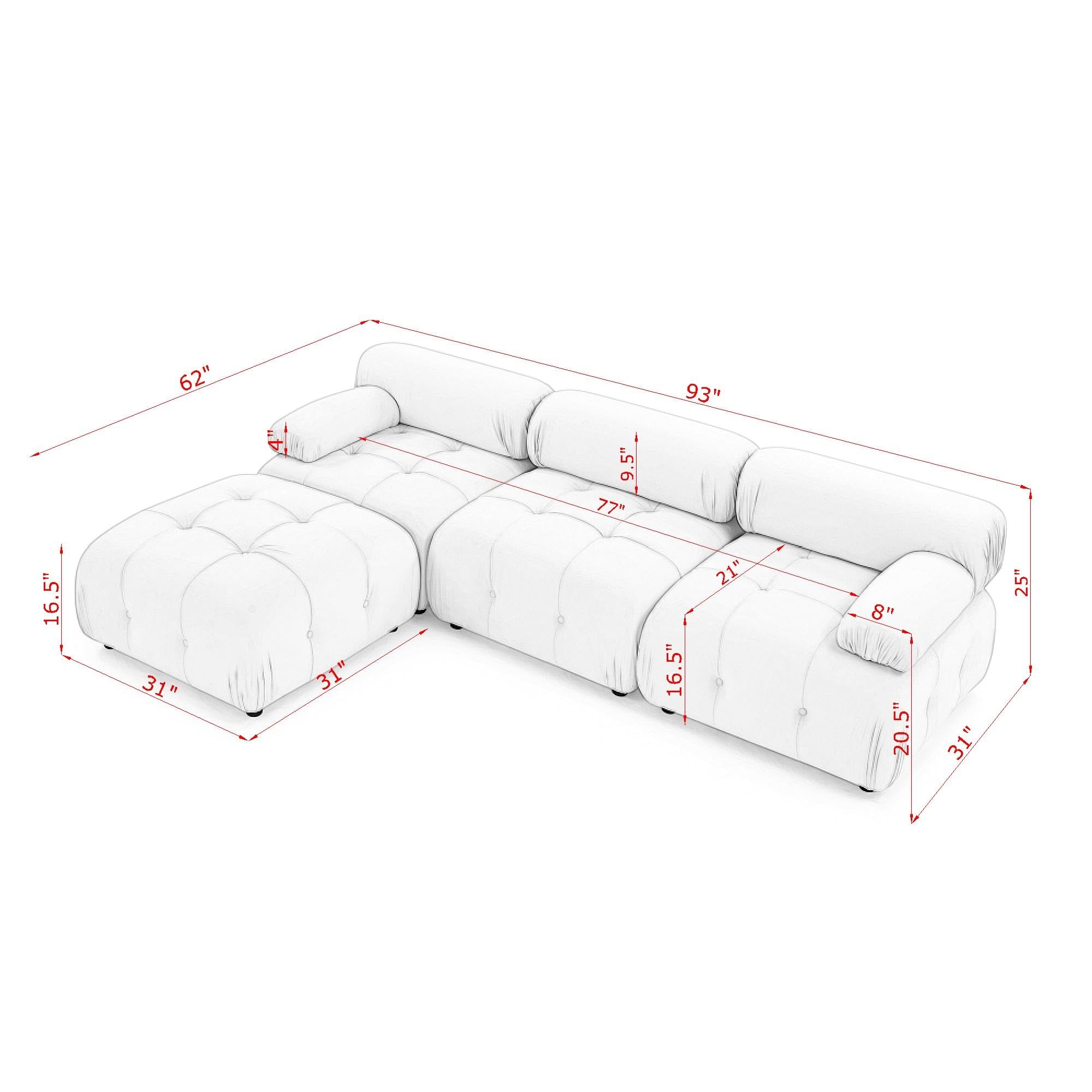 Acosure Modular Sectional Sofa with Button Tufted Designed,L Shaped W/Reversible Ottoman,DIY Combination,Fluffy Couches for Living Room Bedroom Apartment,Navy Velvet
