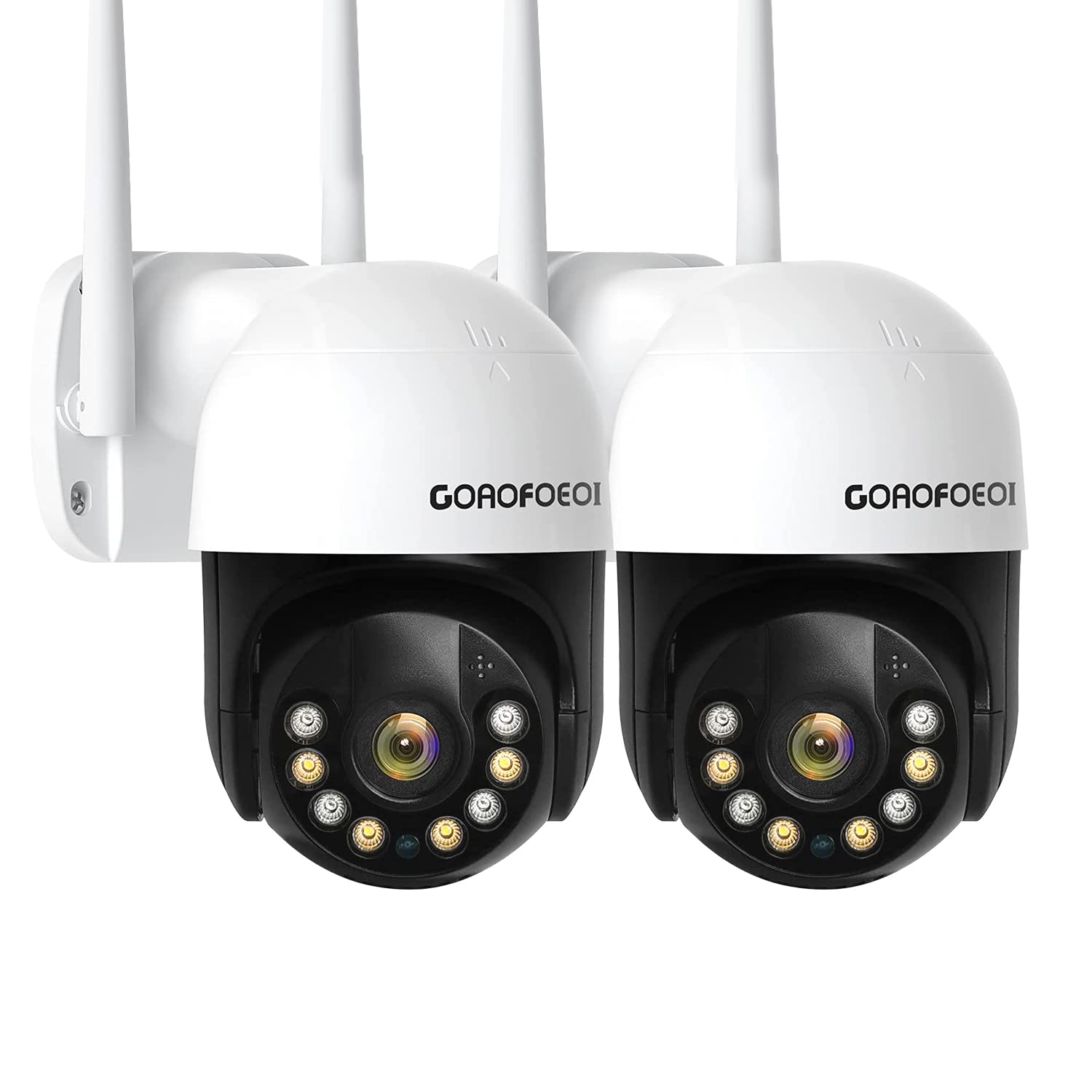 3MP Security Cameras Wireless Outdoor 2 Pack, 2K WiFi Surveillance Camera with 360°View, Follow Ratation, AI Detection,Two Way Audio, IP 65, Color Night Vision, SD Card &Cloud Storage, 24/7 Recording