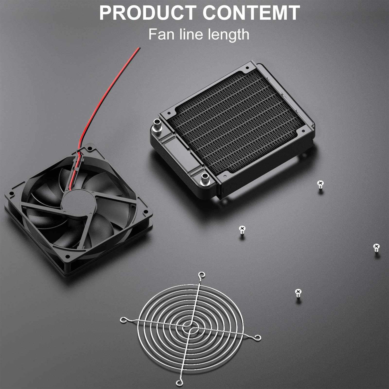 Clyxgs Water Cooling Radiator, 8 Pipe Aluminum Heat Exchanger Radiator with Fan for PC CPU Computer Water Cool System DC12V 80mm Black