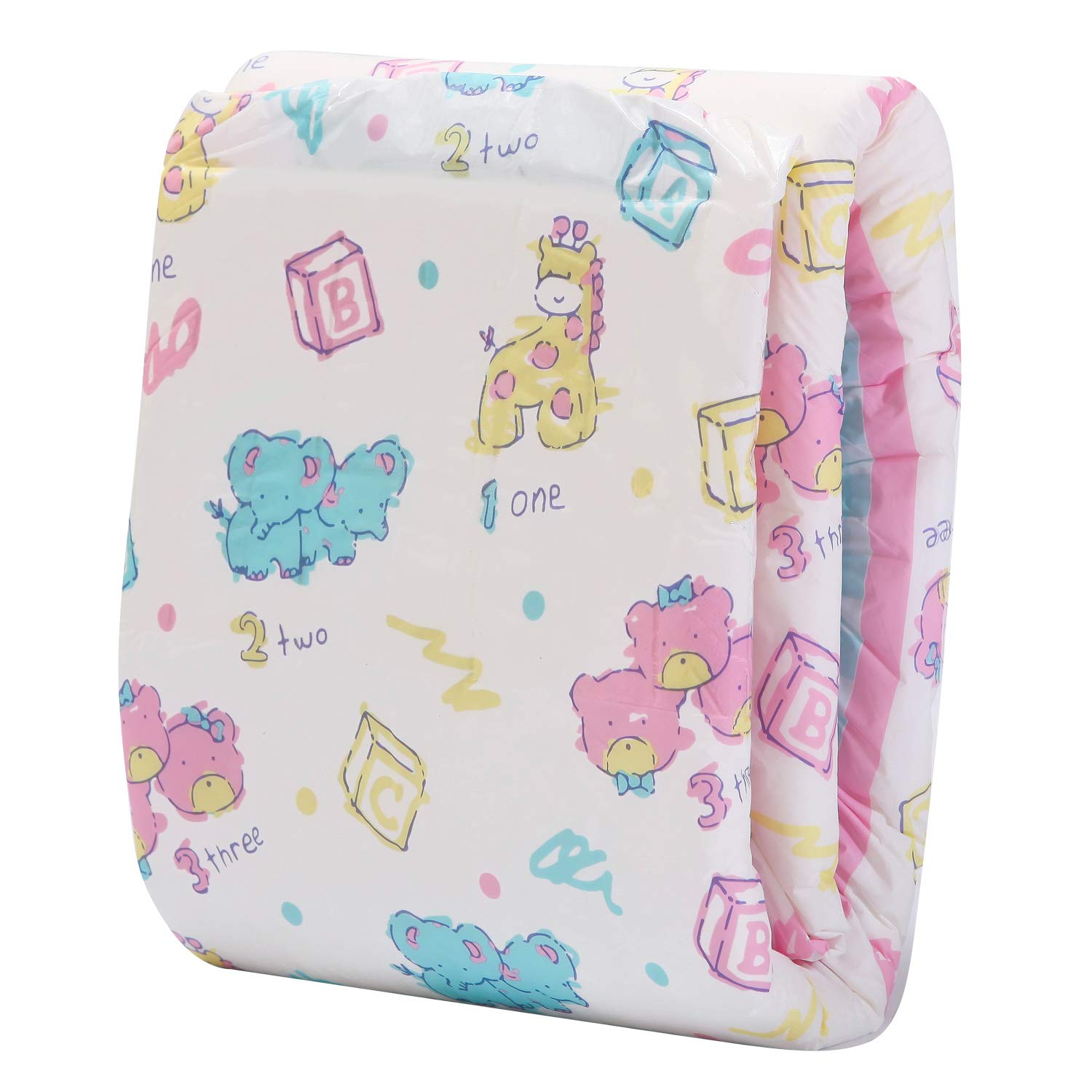 Littleforbig Adult Printed Diaper 40 Pieces (4 Packs) - Vintage Baby (Medium 28"-38")