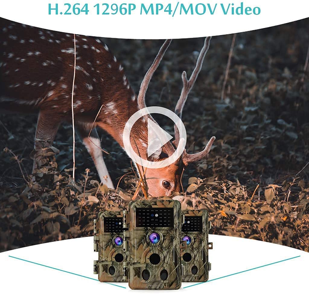 2-Pack 48MP 1296P Trail Cameras Night Vision No Glow H.264 Video Motion Activated 0.1S Trigger Time Waterproof for Outdoor Wildlife Hunting and Home Security Surveillance