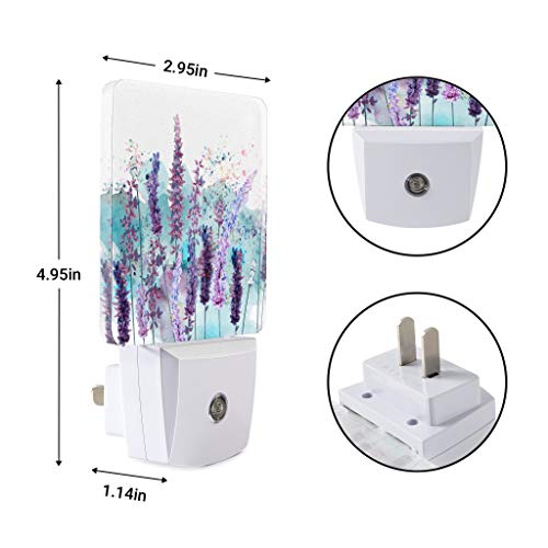 LED Night Light 2 Pack, Decorative Plug-in Lights by Night with Smart Auto Dusk to Dawn Sensor Cute Nightlights for Bedroom, Kitchen, Kids Room Nursery, Hollway, Stairway, Bathroom (Lavender)