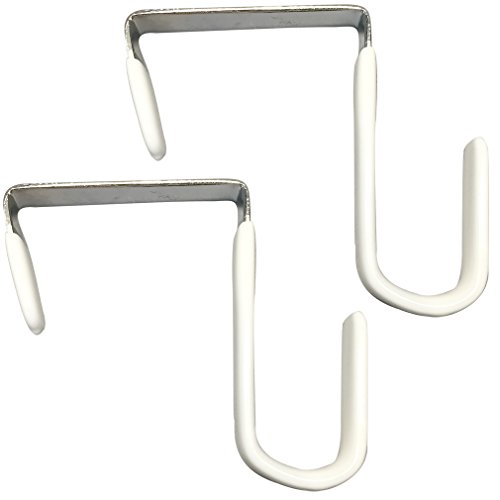 Evelots Over The Door Hooks for Wide Doors, 4 Pack Heavy Duty White Rubber Coated Metal Door Hanger Hook for Hanging Clothes, Towels, Coats, Hats in Bathroom, Bedroom, or Office