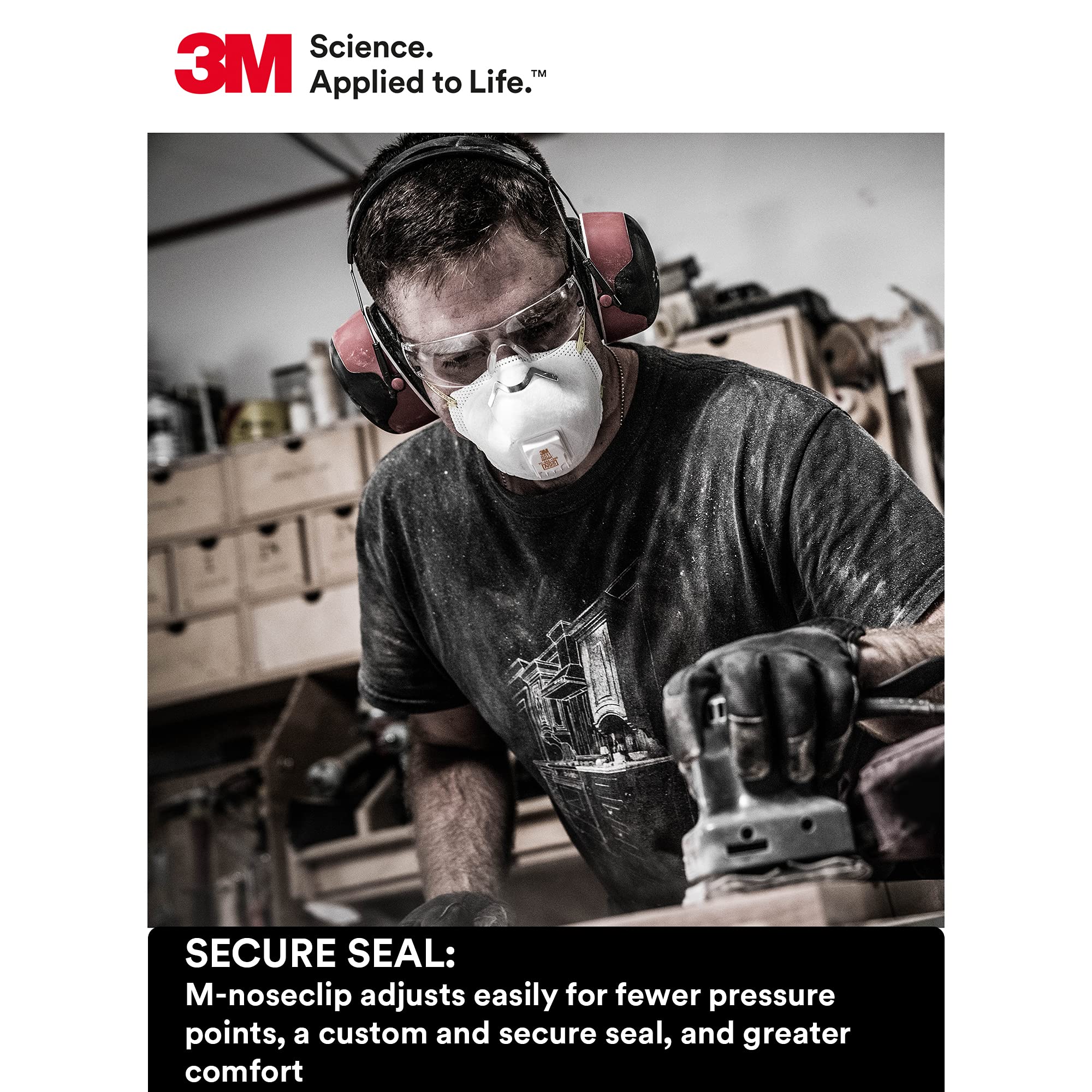 3M 8511 Particulate Disposable Respirator, N95, Pack of 80, Cool Comfort and Fewer Pressure Points with Dual Point Attachment for Grinding, Sanding, Sawing, Sweeping, Dust, Smoke
