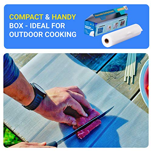 Disposable Plastic Cutting Board for Kitchen & Outdoor – Large Flexible Chopping Boards – Custom Cutting Mats for BBQ and Camping 25’