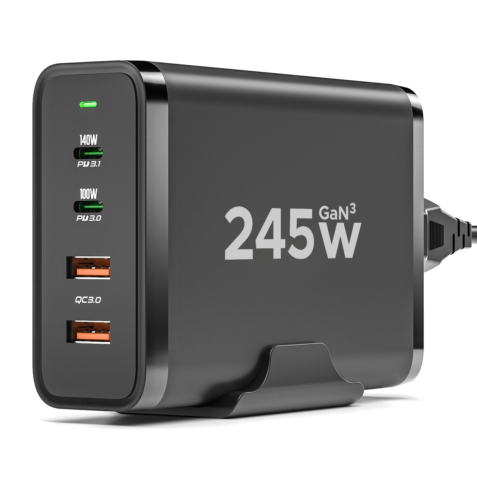 245W GaN USB C Charger, 140W 100W PD 3.1 Charger for MacBook Pro 16-inch, 4-Port Laptop/Tablet Fast Charging Adapter for MacBook Pro/Air, Dell XPS, iPad Pro/Air, iPhone 15/14/13 Series, etc.