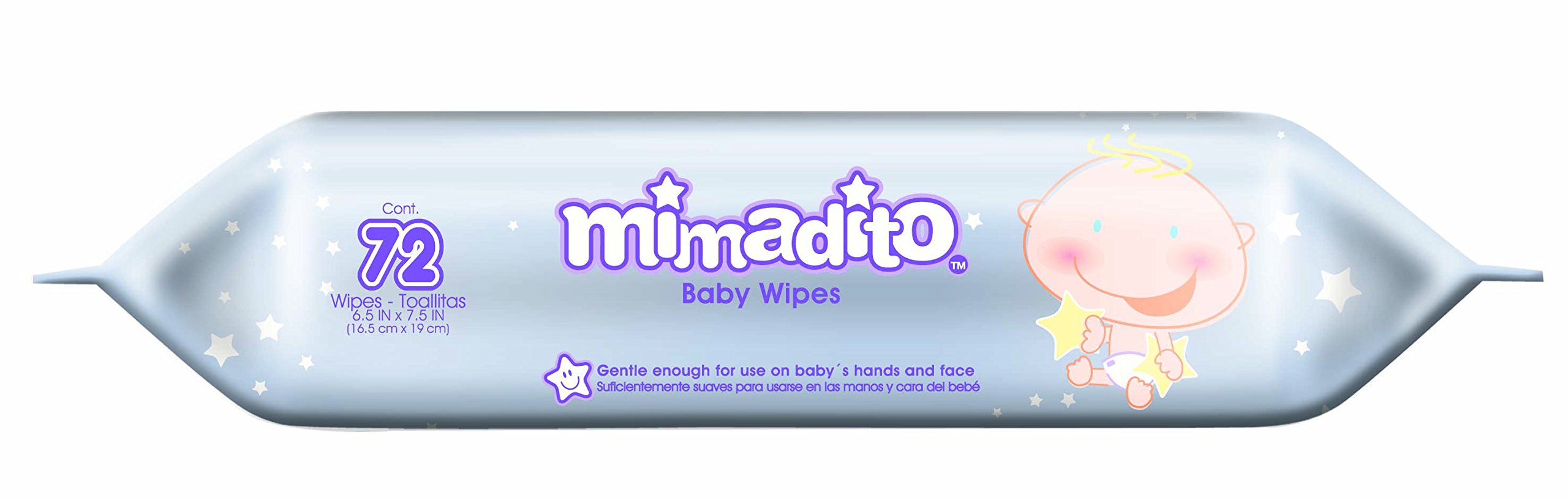 Baby Wipes by MIMADITO – Made with Natural Extracts, Purified Water. Light Scent and Soft Cloth. Keep Your Baby Sensitive Skin Fresh and Clean. A Must Have in Your Diaper Bag. Dispenser Pack 72ct.