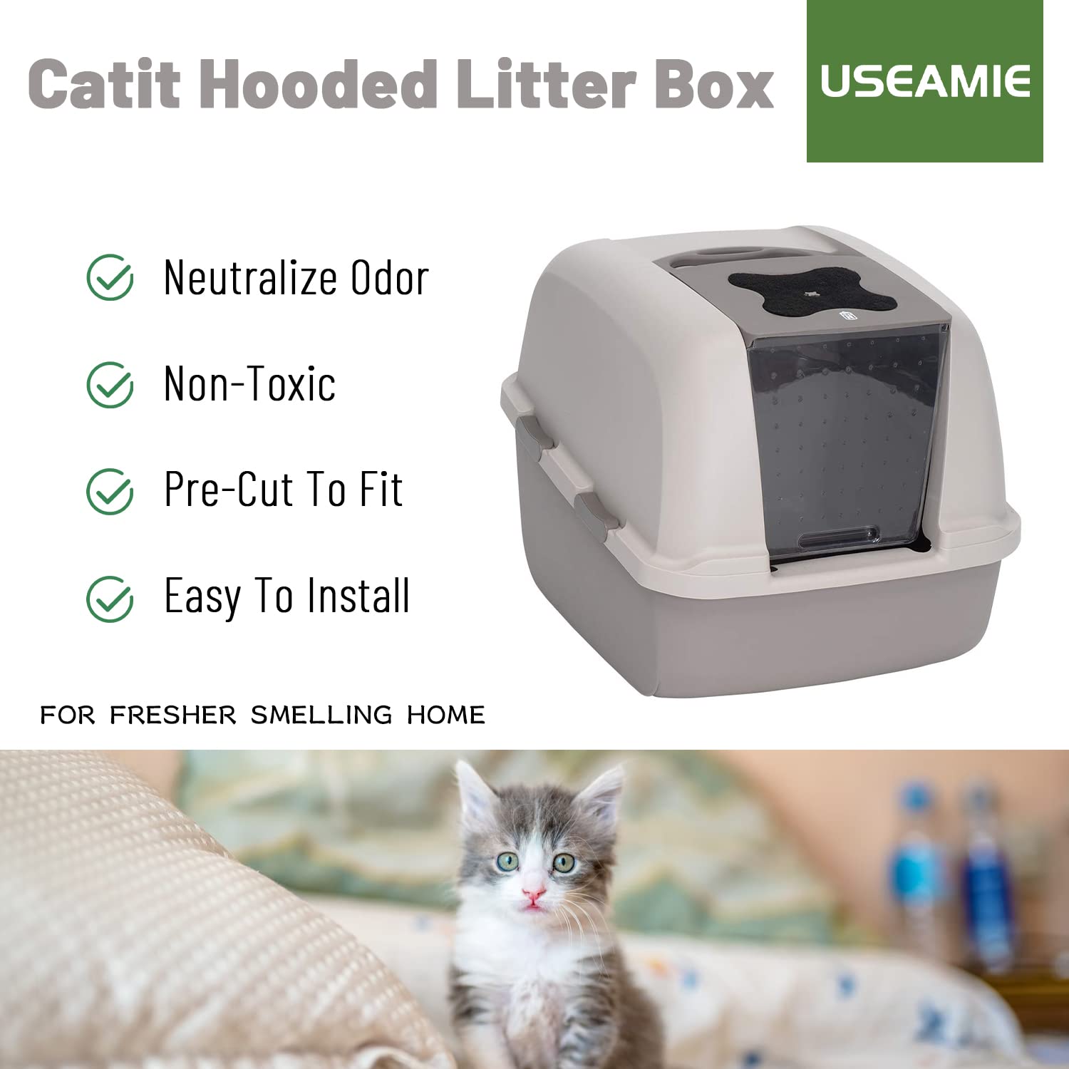 Cat Litter Box Replacement Filters Compatible with Catit Hooded Litter Box β Pre-Cut Activated Charcoal Carbon Air Purifier