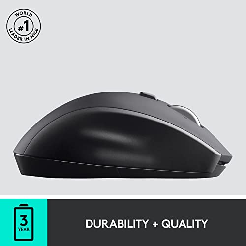 Logitech M705 Marathon Wireless Mouse, 2.4 GHz USB Unifying Receiver, 1000 DPI, 5-Programmable Buttons, 3-Year Battery, Compatible with PC, Mac, Laptop, Chromebook - Black