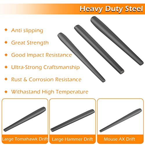 Blacksmith Drift Kit Blacksmith Hammer Eye Drift Tool Set Includes Knifemakers Tomahawk, Large Hammer and Mouse Axe Drift, Blacksmith Forging Tools, 3PCS