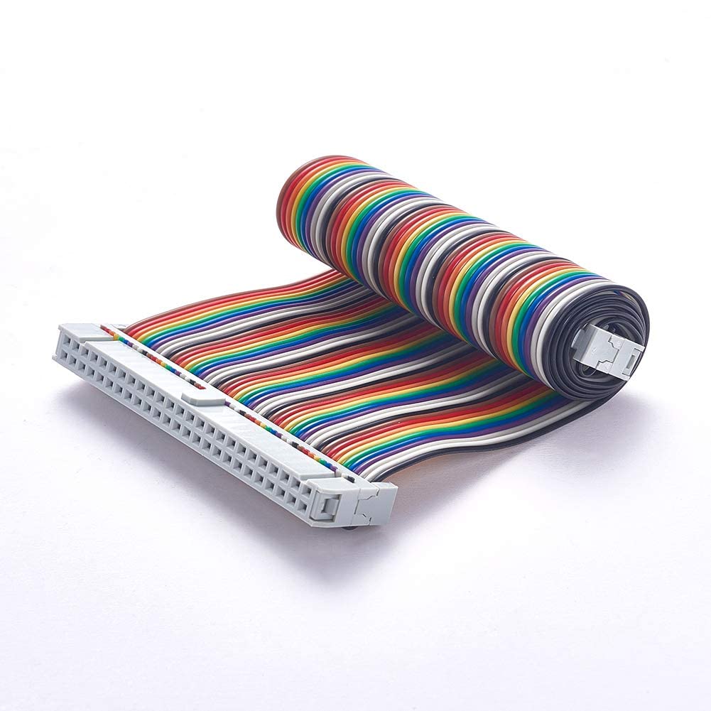 Heyiarbeit 1pcs IDC Rainbow Wire Flat Ribbon Cable 64 Pin 30cm Length 2.54mm Pitch