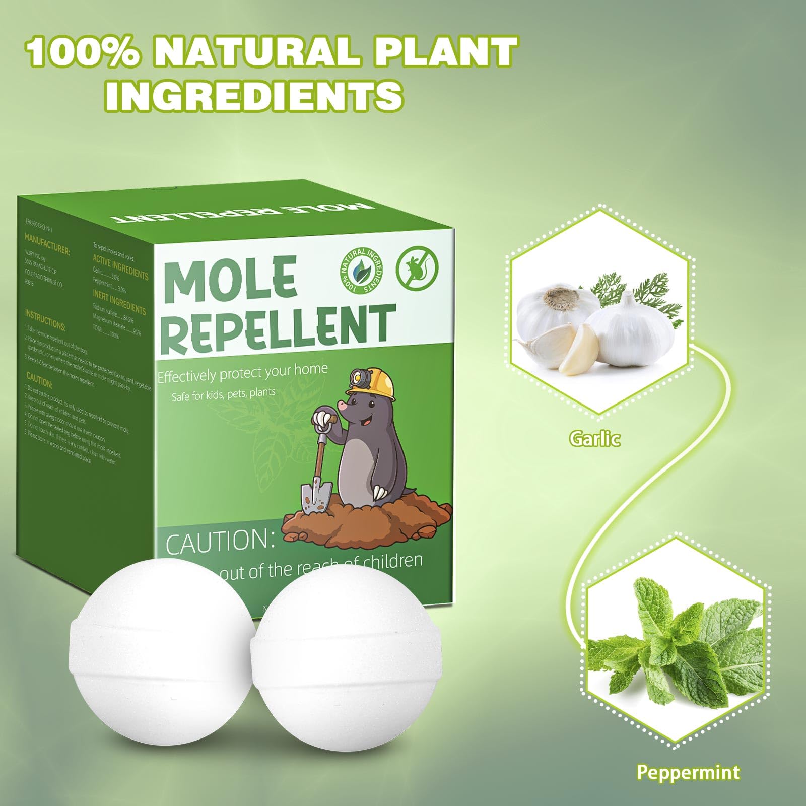24pack Mole Repellent, Mouse Repellent, Groundhog Repellent, Gopher Repellent, Vole Repellent for Lawn Garden Yard Outdoor, Armadillo Repellent, Mole Deterrent
