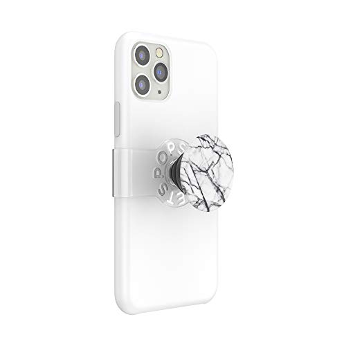 PopSockets Phone Grip Slide for Phones and Cases, Sliding Phone Grip with Expanding Kickstand, PopSlide for Apple Silicone Case, iPhone 11 Pro - Clear Day