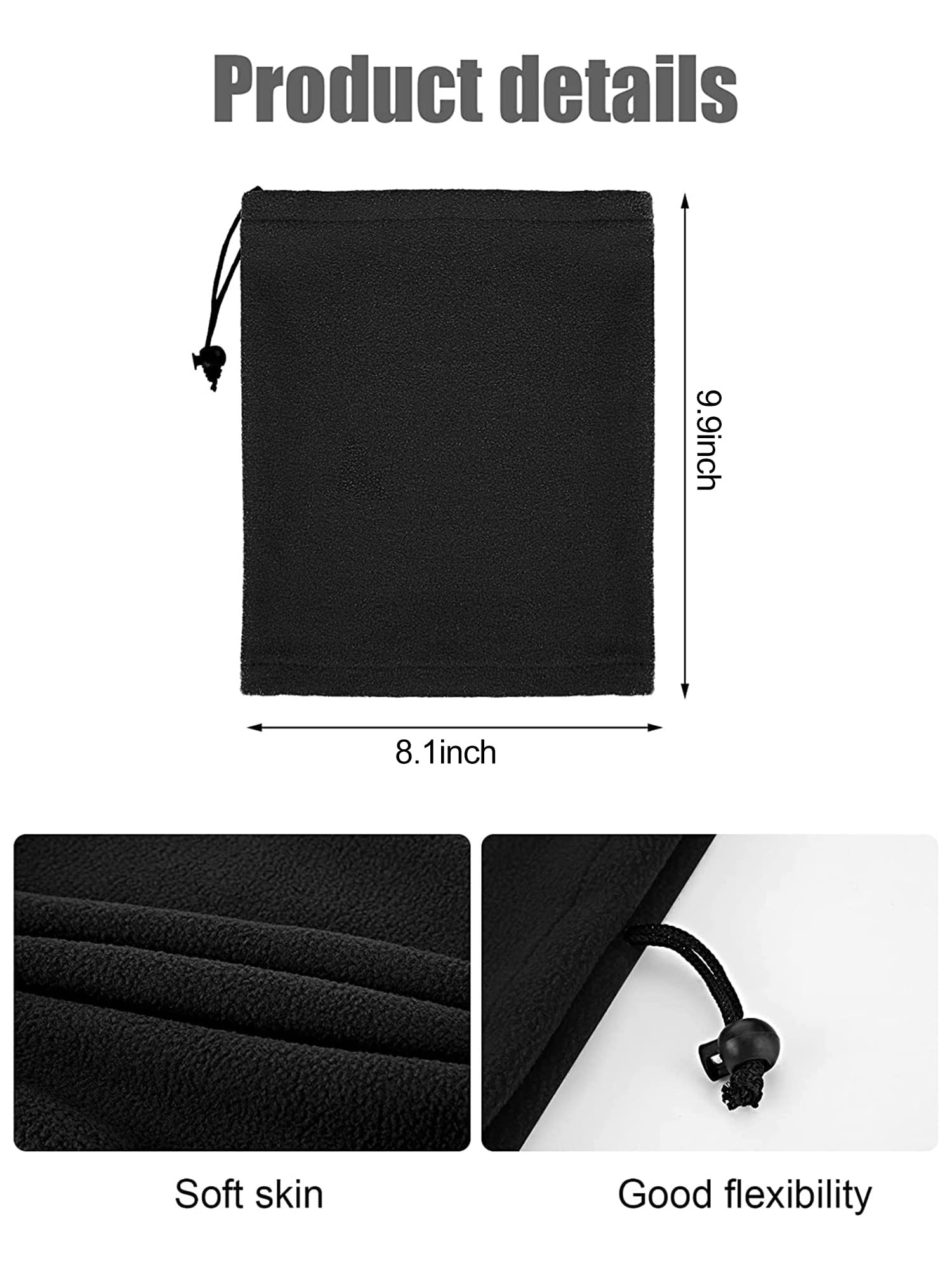 4 Pieces Kids Snood Winter Neck Warmers Fleece Gaiter Windproof Cuellos Cover (Black, Dark Grey, Royal Blue, Navy Blue)