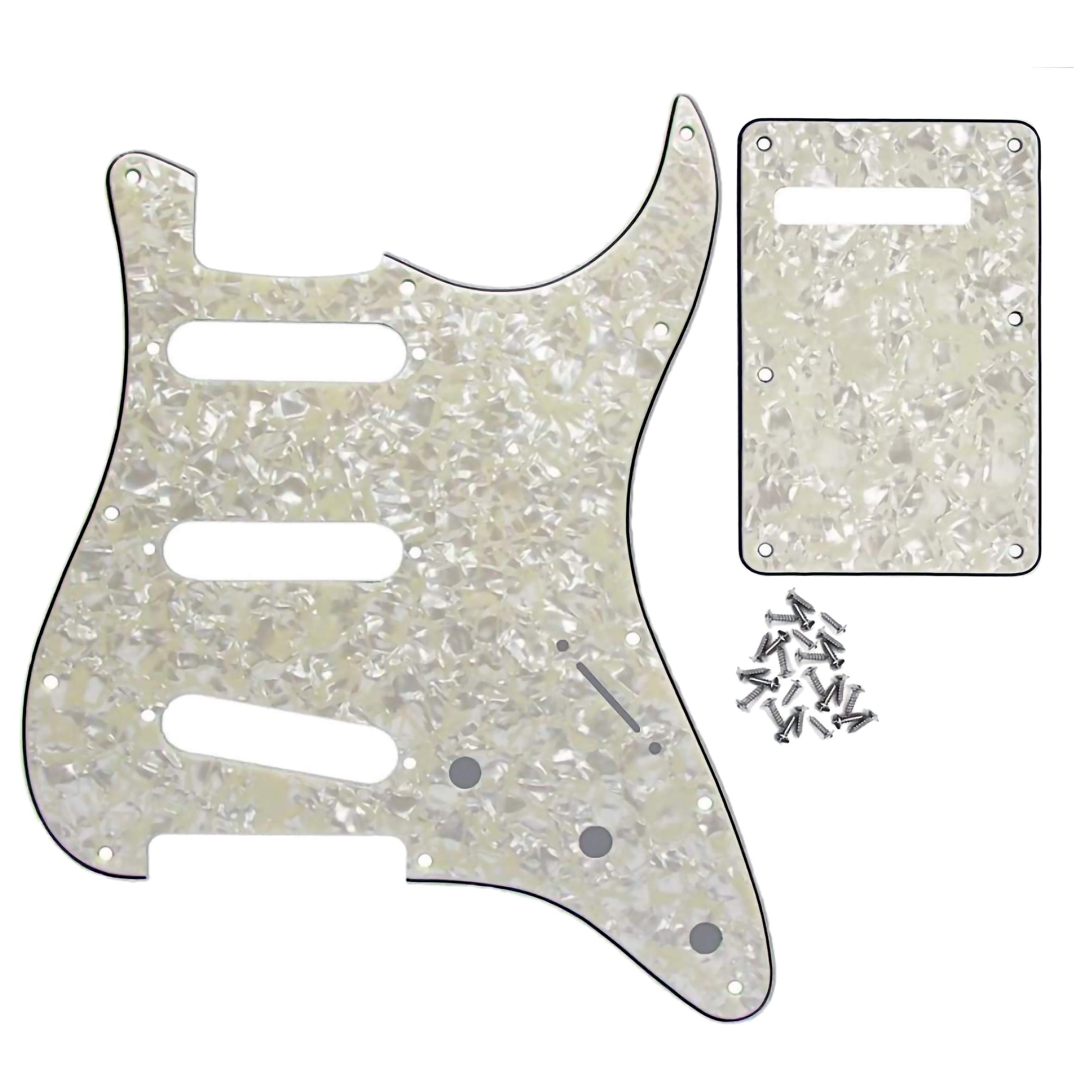 BexGears 11 Hole SSS Electric Guitar Pickguard Backplate with Screws for Guitar Parts (4Ply Aged Pearl)
