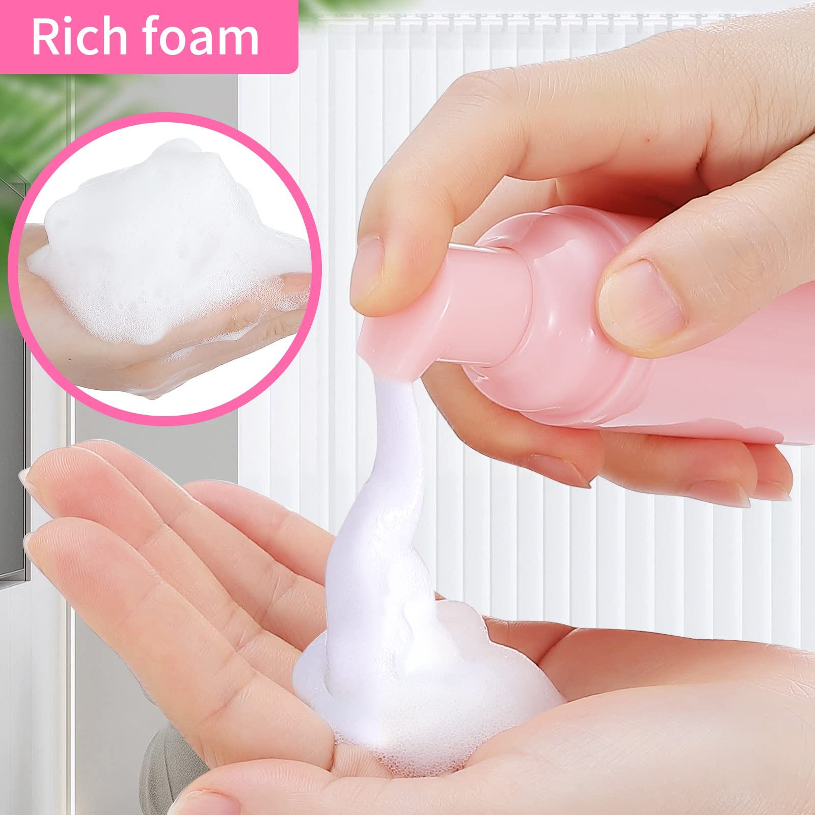 42PCS Refillable Travel Bottles Soap Dispenser Foam Pump Bottle 1oz/30ml for Hand Sanitizer Lash Cleanser Shampoo Liquid (Pink)