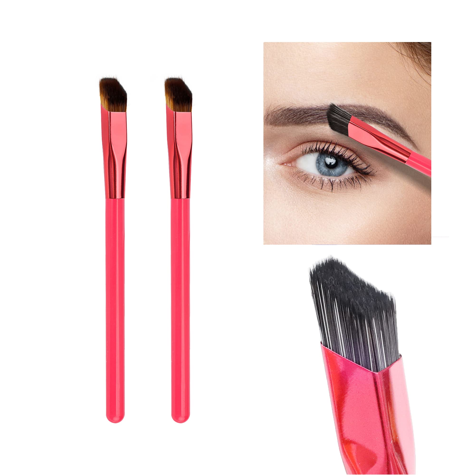 2Pcs Eyebrow Brush, Professional Eyebrow Brush - Multi Function Eyebrow Brush - Three-Dimensional Concealer Makeup Brush Angled Eyebrow Hairline Brush, Best Gift For Women(Coffee)