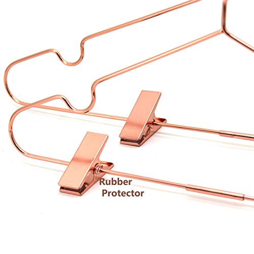 Koobay 16.5" Adult Rose Gold Metal Wire Clips Clothes Hangers, 25 Pack, Shiny Wire Clips Coat Suit Clothes Hangers Storage