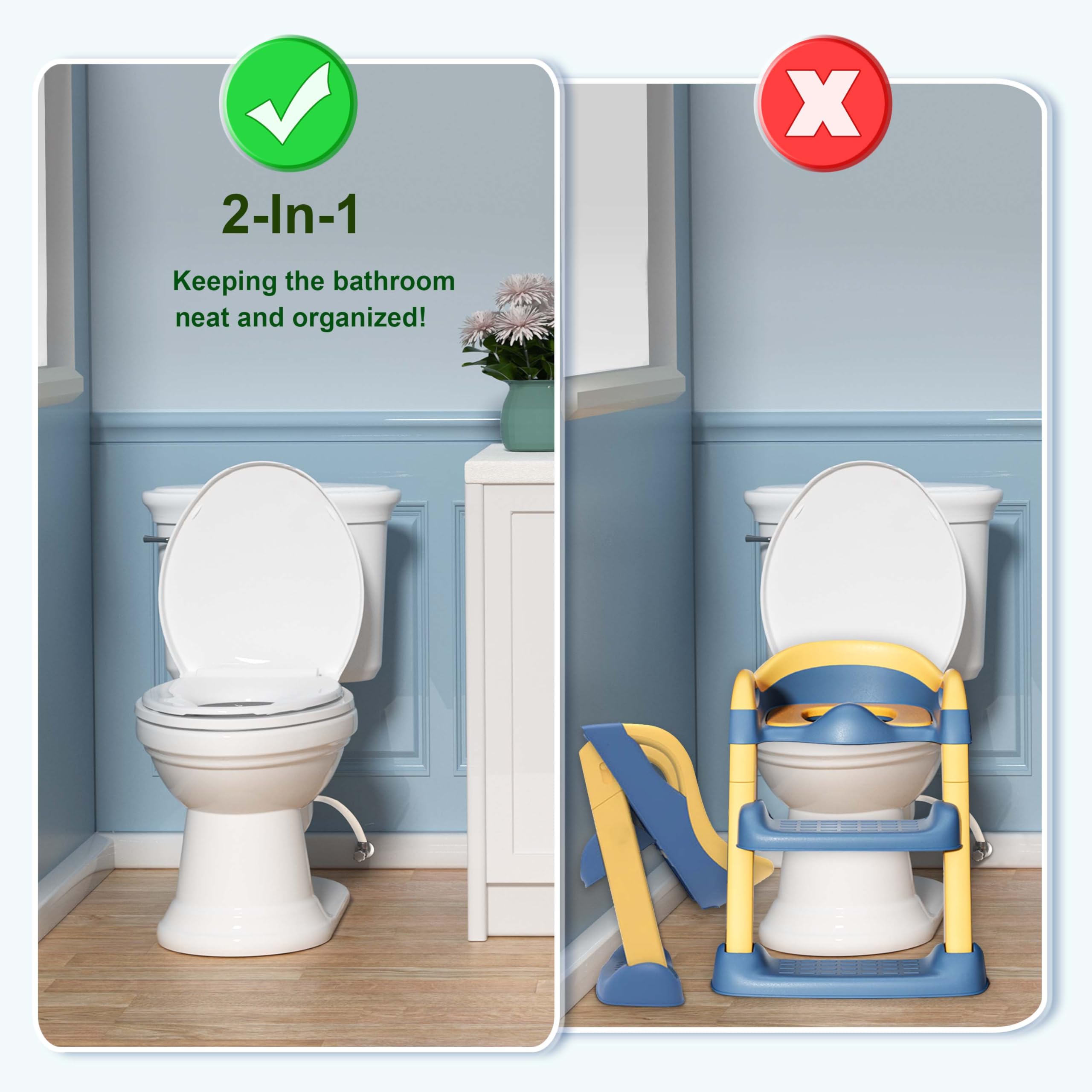 R&T Round Toilet Seat with Built in Potty Training Seat, Slow Close Toddler Seat Fits both Adult and Child, Easy To Install & Clean