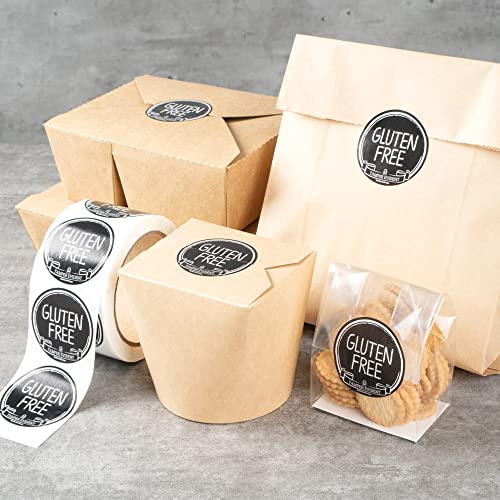 Restaurantware Label Tek 2 Inch Tamper-Evident Stickers For Gluten Free Food 500 Rolled Tamper Seal Stickers - Chalkboard Design For Safe Food Delivery Black With White Font Plastic To Go Stickers