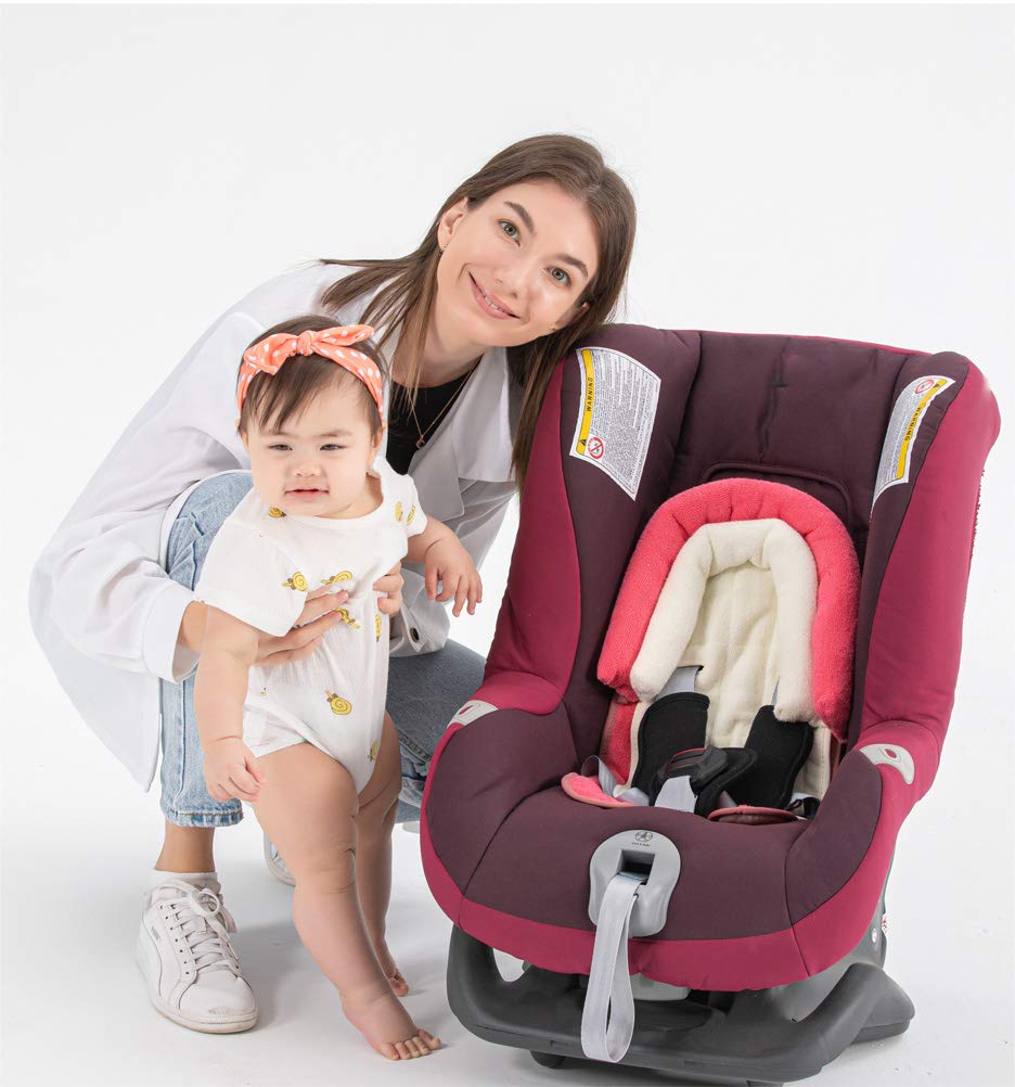Long-Ci 2-in-1 Baby Insert Cushion Pad with Head Neck Body Support Pillow in Plush Terry for Newborn (Red Beige)