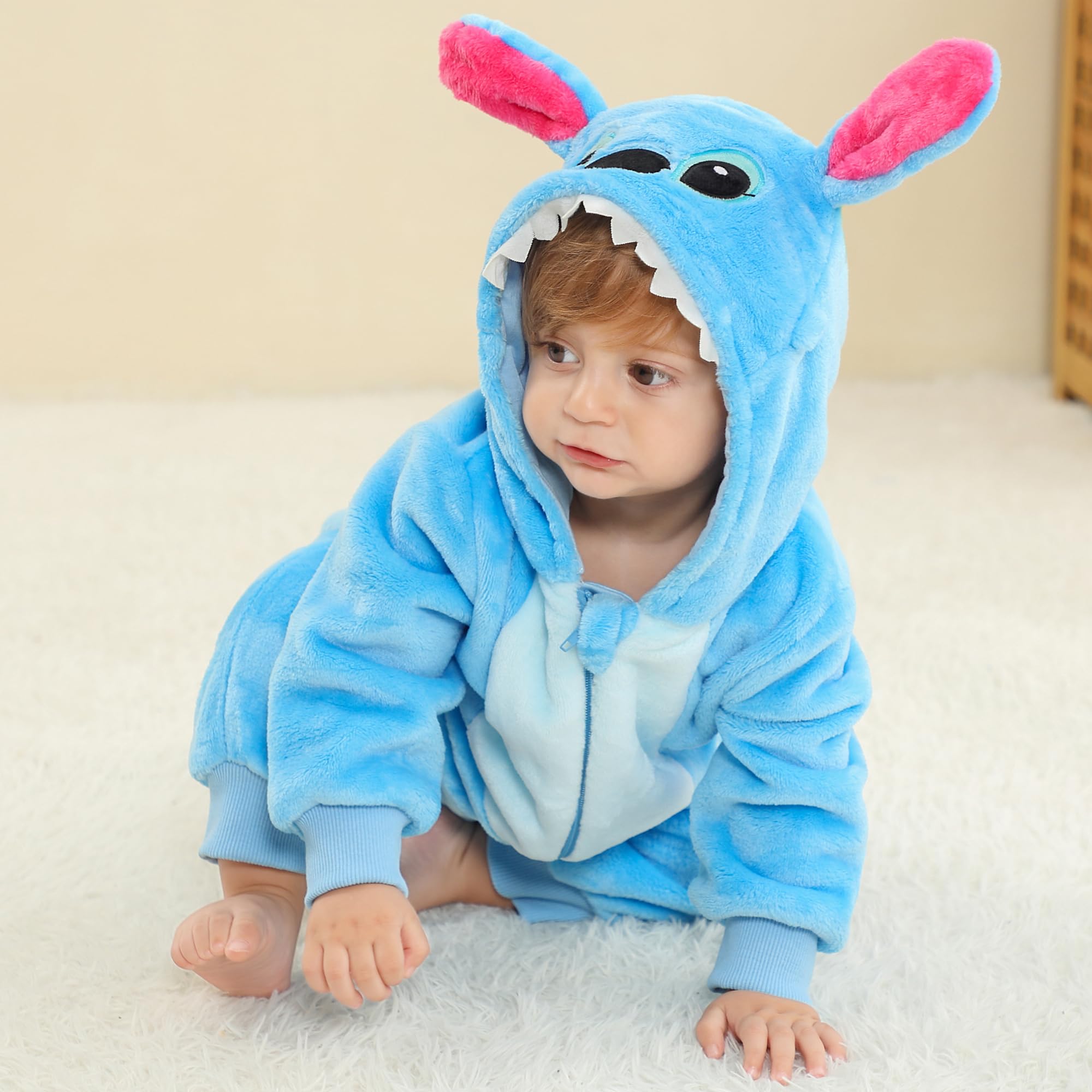 CLOHO Unisex Baby Flannel Romper Animal Onesie Pajamas Costume Hooded Cartoon Outfit Suit