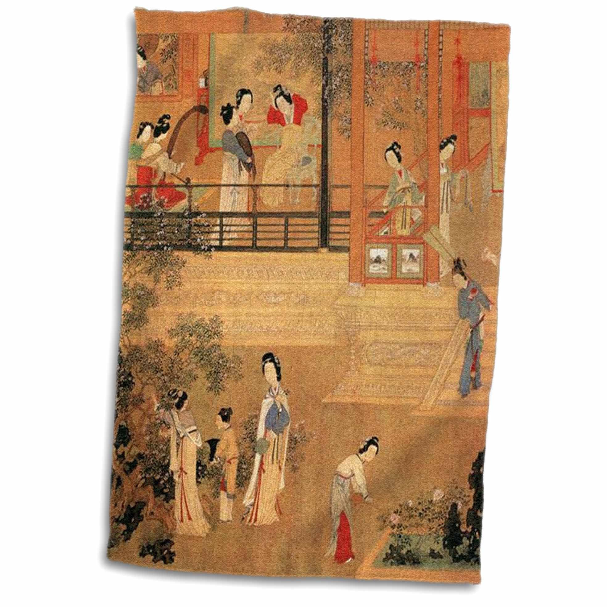 3D Rose Print of Chinese Ladies in Palace in Ming Dynasty TWL_212617_1 Towel, 15" x 22", Multicolor