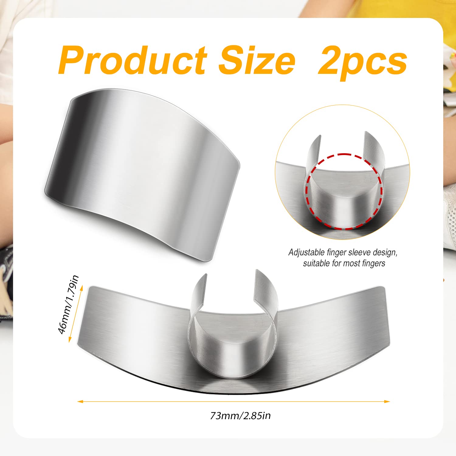 2pcs Finetaur Finger Guard for Cutting, Stainless Steel Finger Protector Kitchen Knife Finger Shield for Cutting Slicing Chopping Food Vegetables