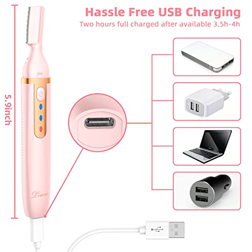 leuxe Eyebrow Trimmer and Facial Hair Remover Cordless Hair Remover for Face,Lips,Armpit,Portable Rechargeable Bikini Shaver (Pink)