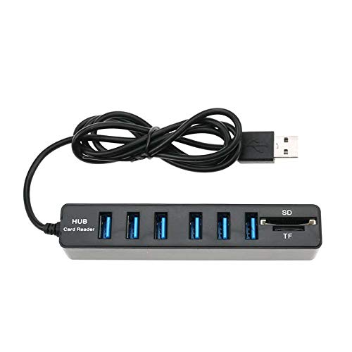 Lysee Data Cables - YuXi USB Hub 2.0 Multi USB 2.0 Hub USB Splitter High Speed 6 Ports Hab TF SD Card Reader All in One for PC Computer Accessories - (Color: Black)